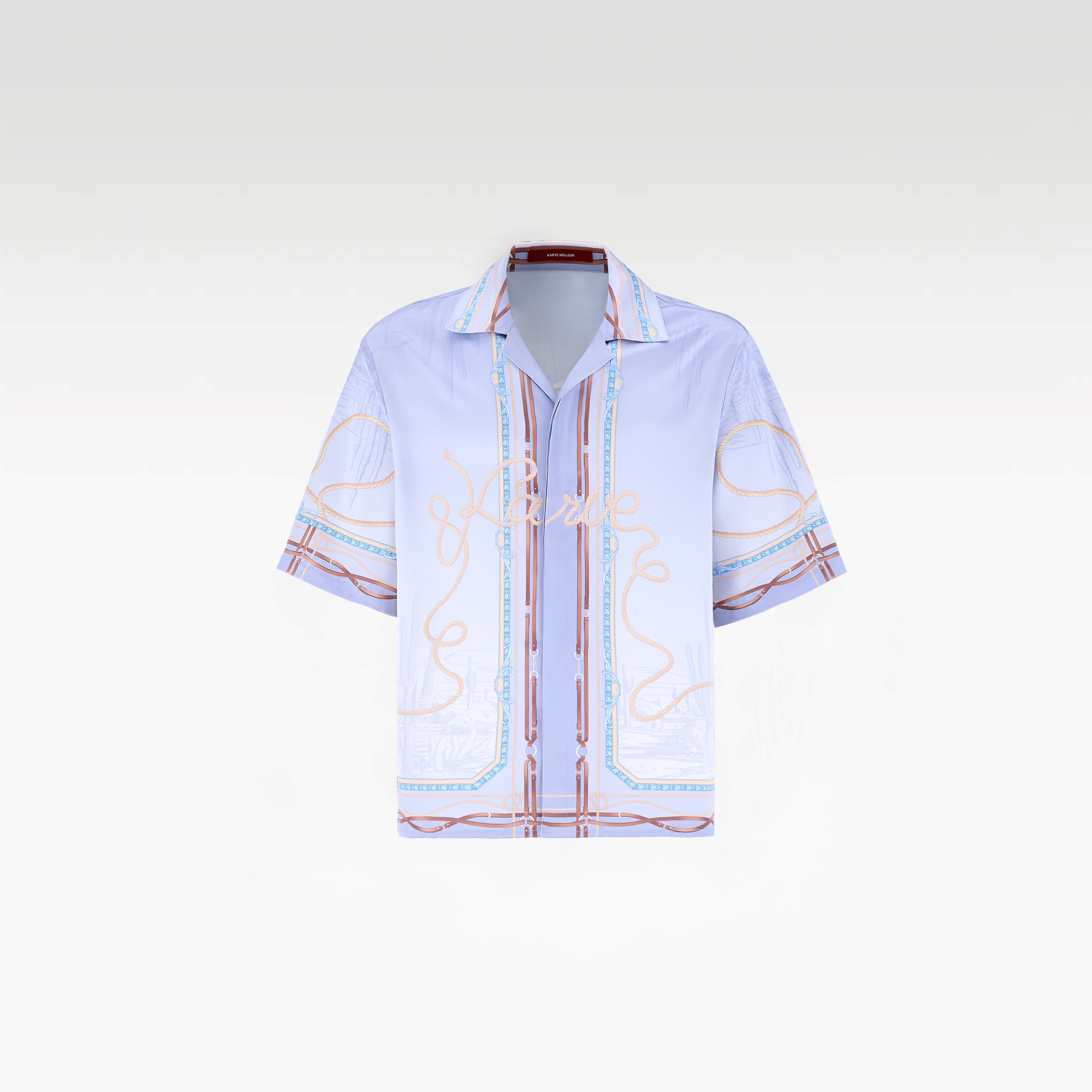 Drift Rope Silk Shirt | Premium Printed Silk Western Prairie Two Horse ...