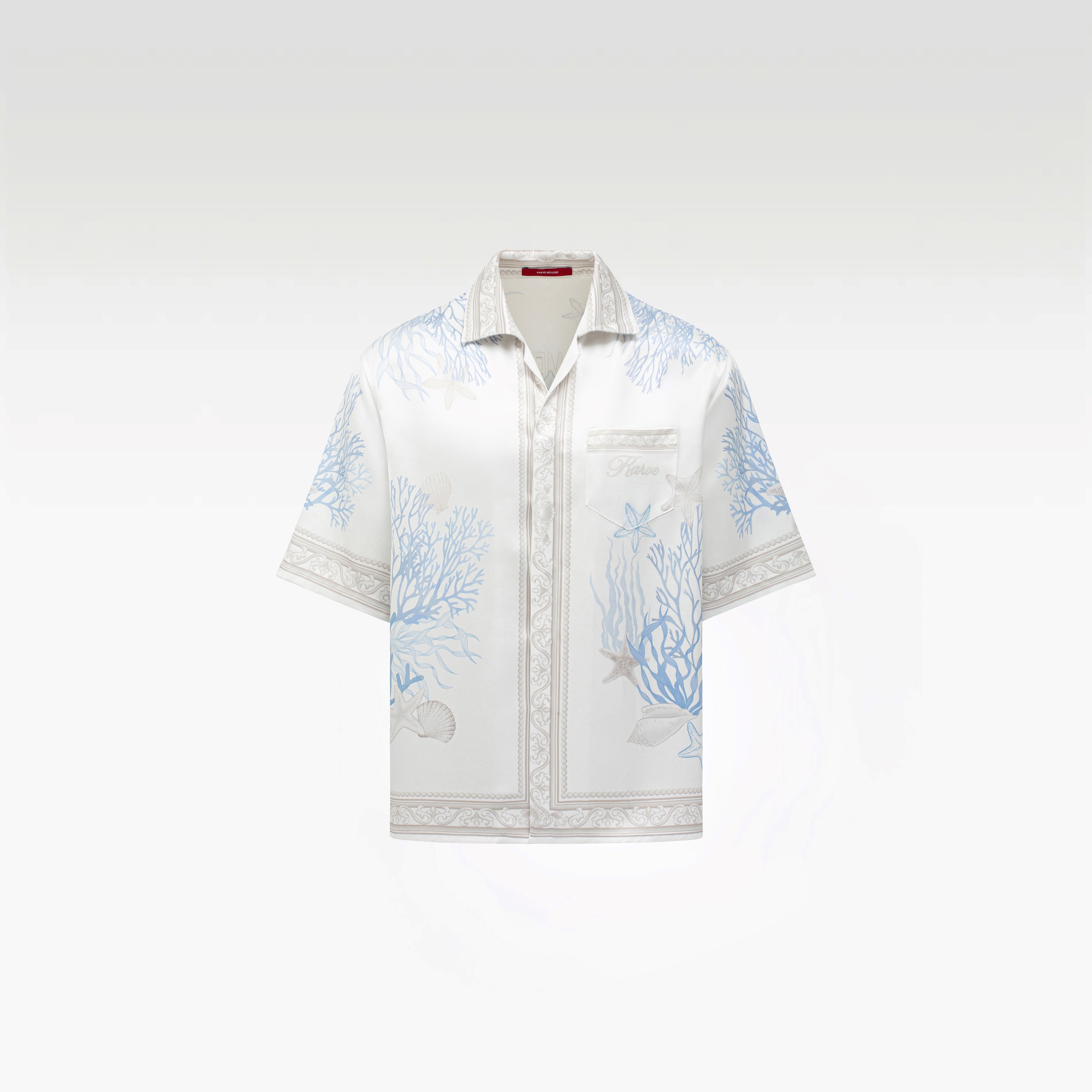 Rococo Coraline White Silk Shirt | Premium Printed Silk Taffeta White ...
